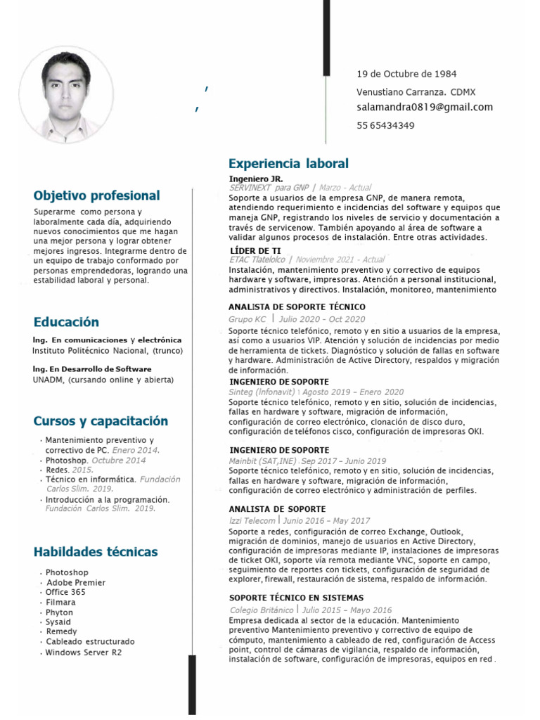 CV Adrian | PDF | Soporte técnico | Software
