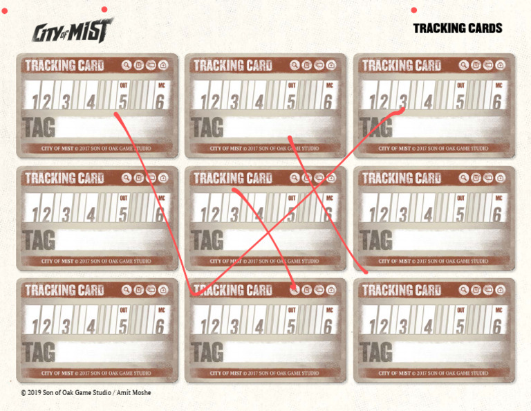 City of Mist RPG - Tracking Cards | PDF