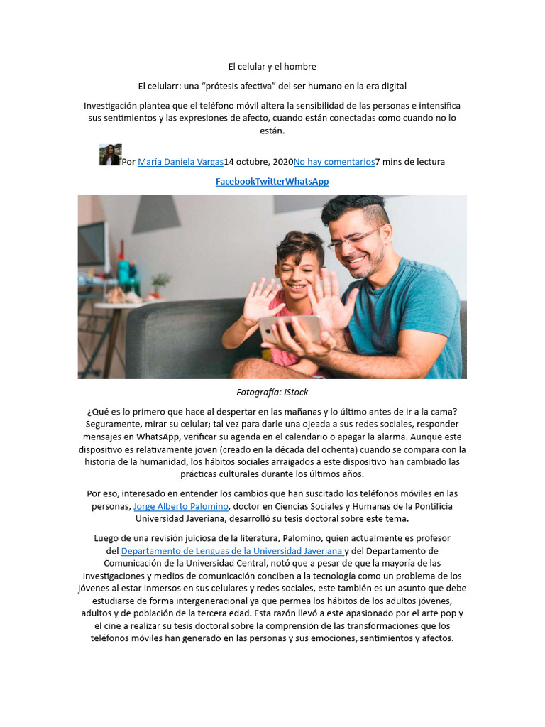 El Celular y El Hombre | PDF | Telefonía móvil | Teléfonos móviles