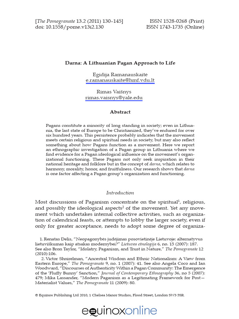 Lithuanian Paganism and Darna Concepts | PDF | Lithuania