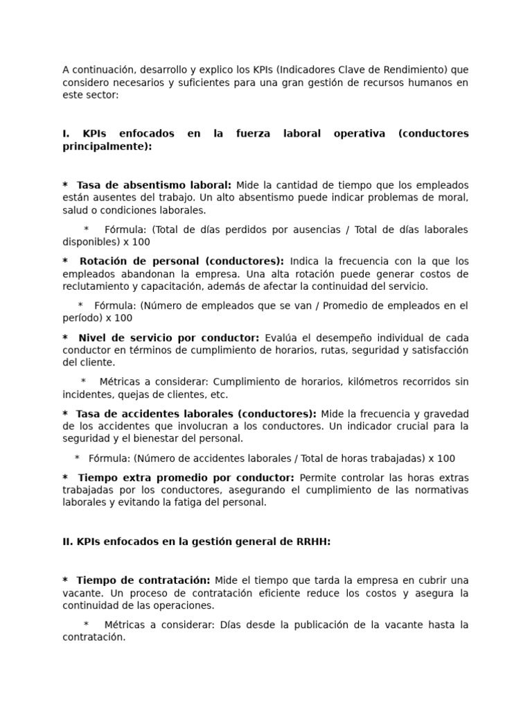 KPIS RRHH | PDF | Indicador de rendimiento | Gestión de recursos humanos