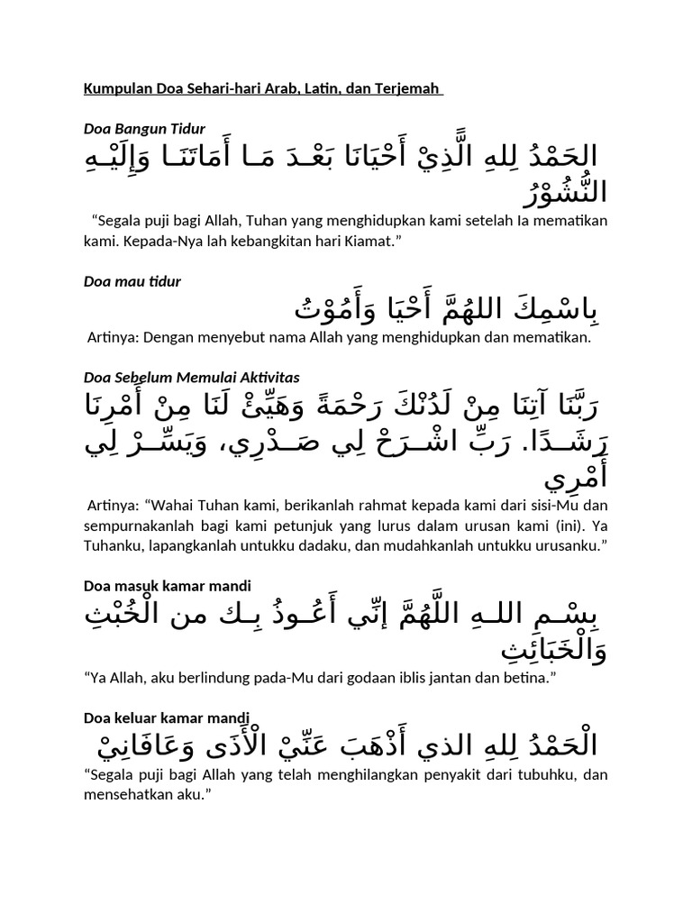 Kumpulan Doa Sehari-hari Lengkap | PDF