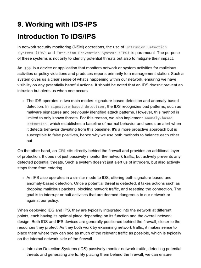 Working With IDS-IPS | PDF | Data Transmission | Internet Protocols