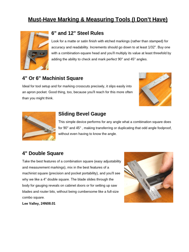 WL - Must-Have Marking & Measuring Tools (I Don't Have) | PDF | Tools