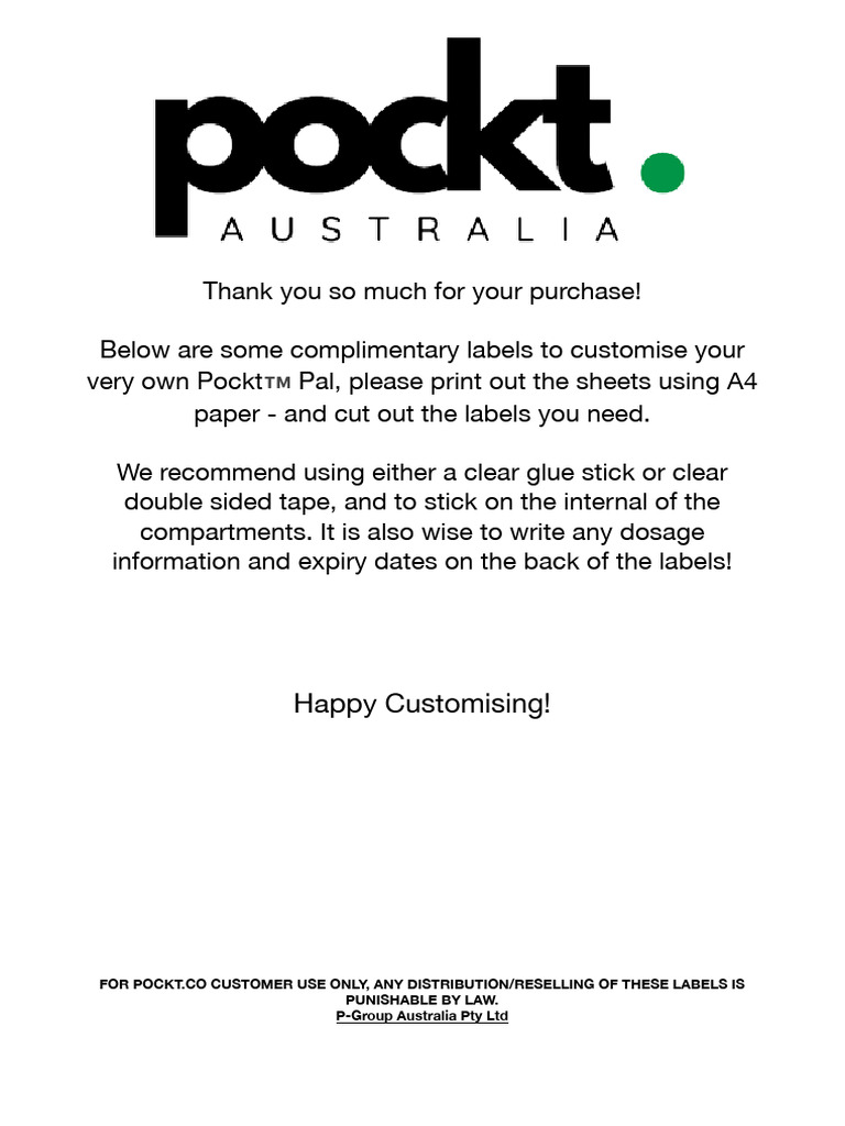 Pockt Labels - To Print | PDF