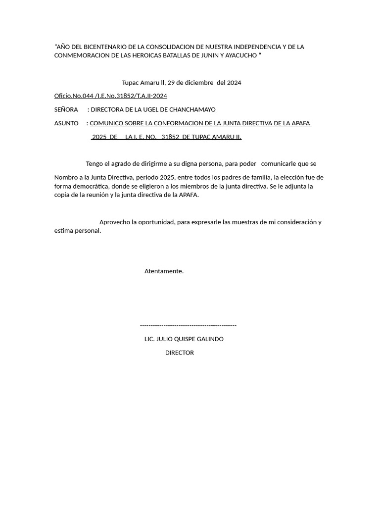 Oficio de Apafa 2025 | PDF