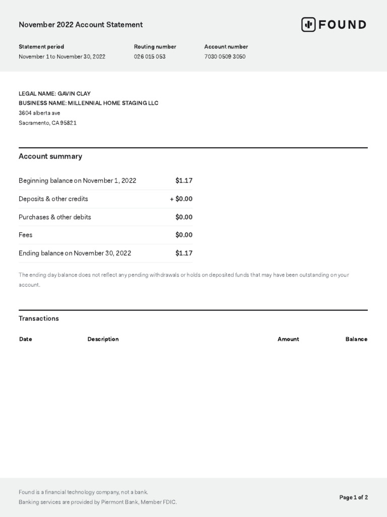 Bank Statement 11 2022 | PDF