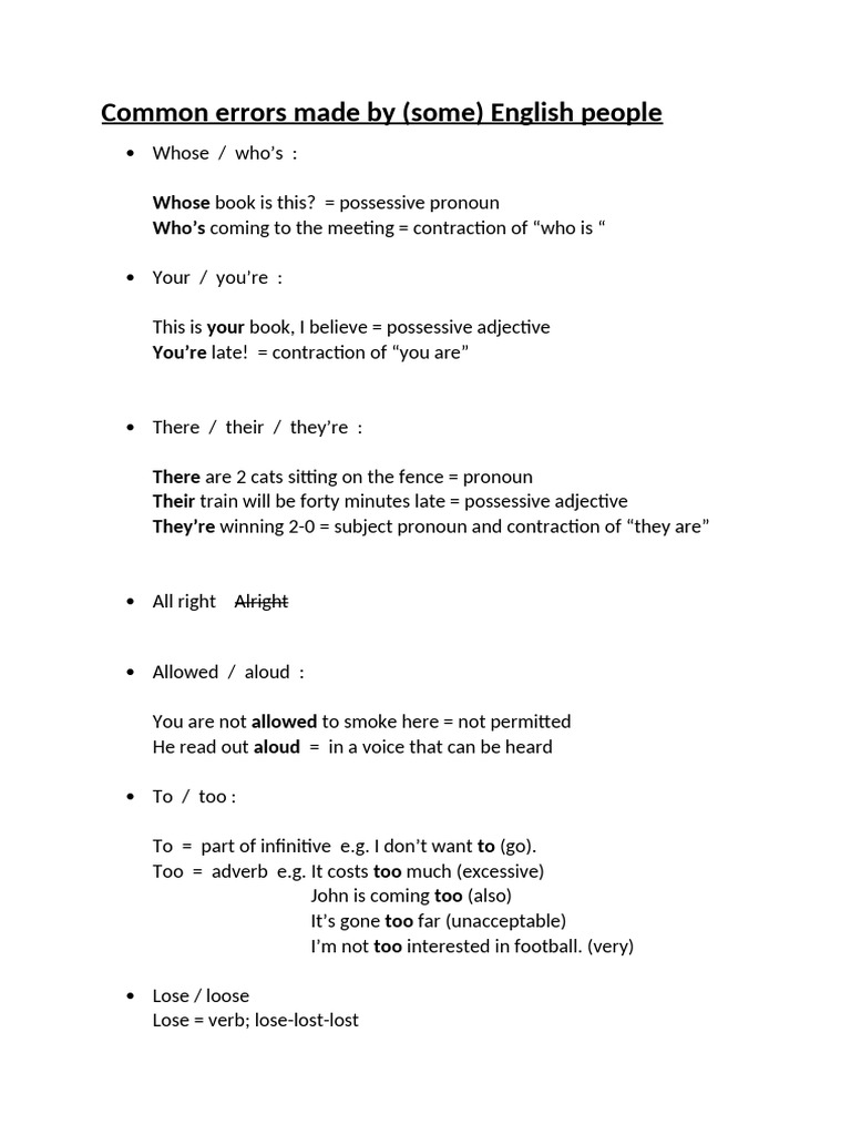 Common Errors 5 | PDF