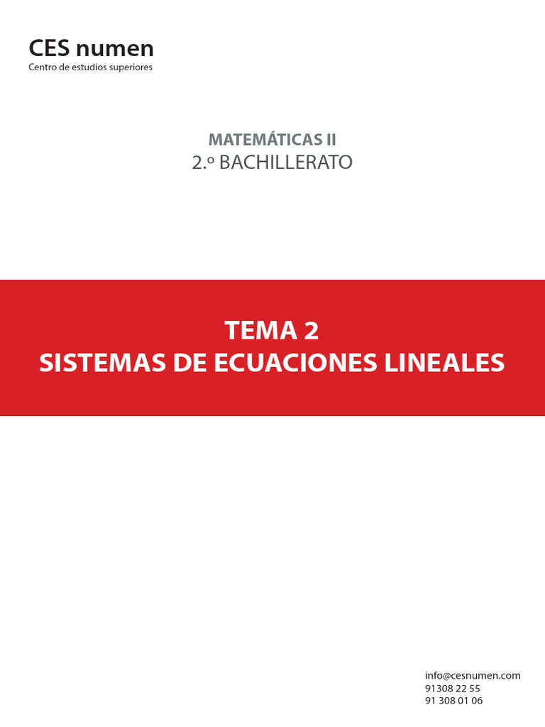 Sistemas de Ecuaciones Lineales 2º Bachillerato | PDF | Ecuaciones | Matriz (Matemáticas)
