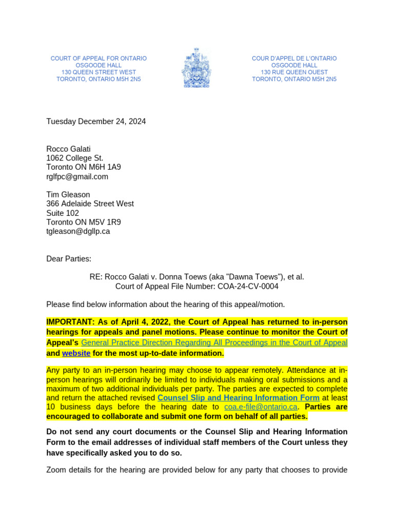 2024-12-24 - Notice of Hearing | PDF | Appeal | Public Law