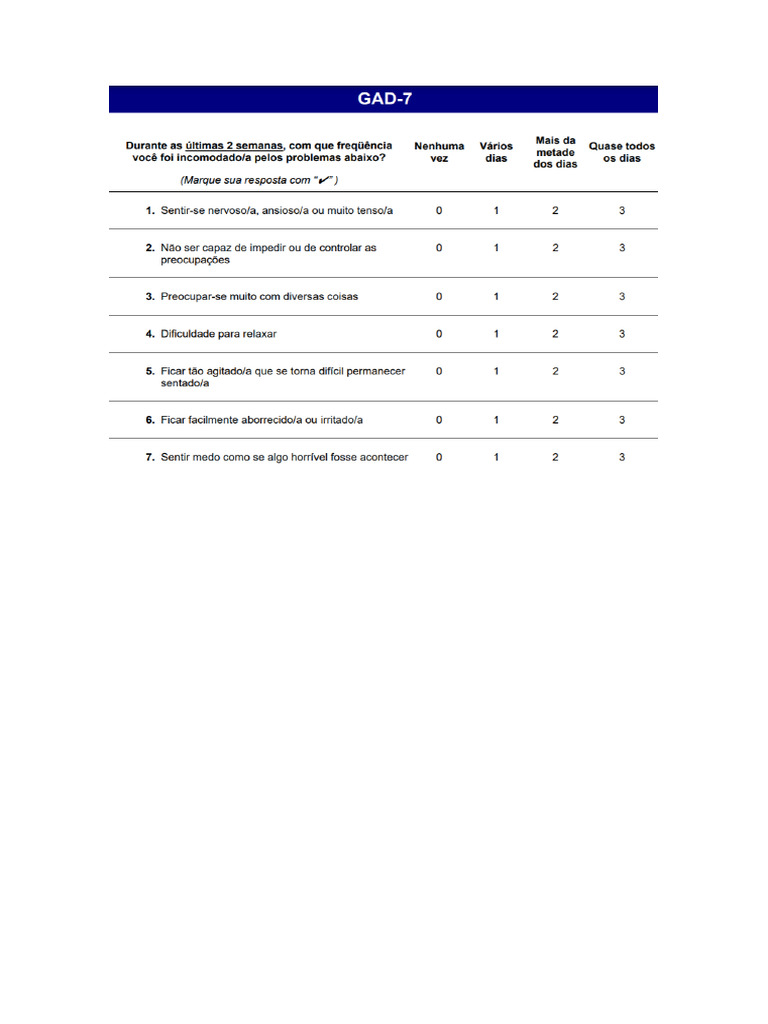 GAD 7 Instrumento | PDF