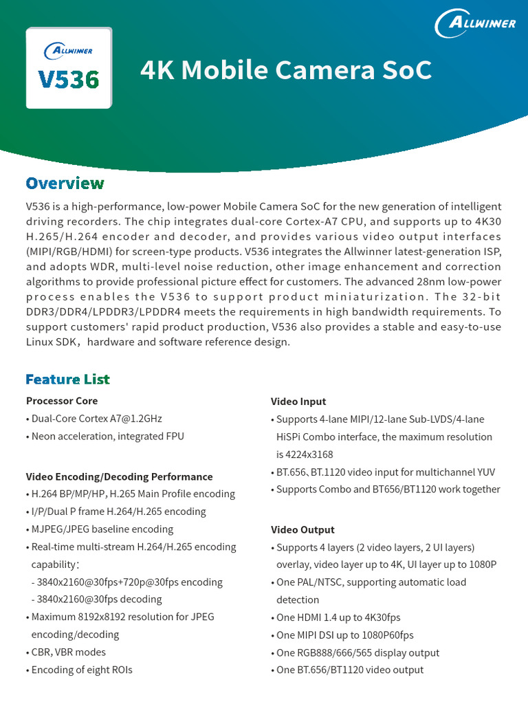 Allwinner V536 SOC Chip | PDF | Flash Memory | Computer Engineering