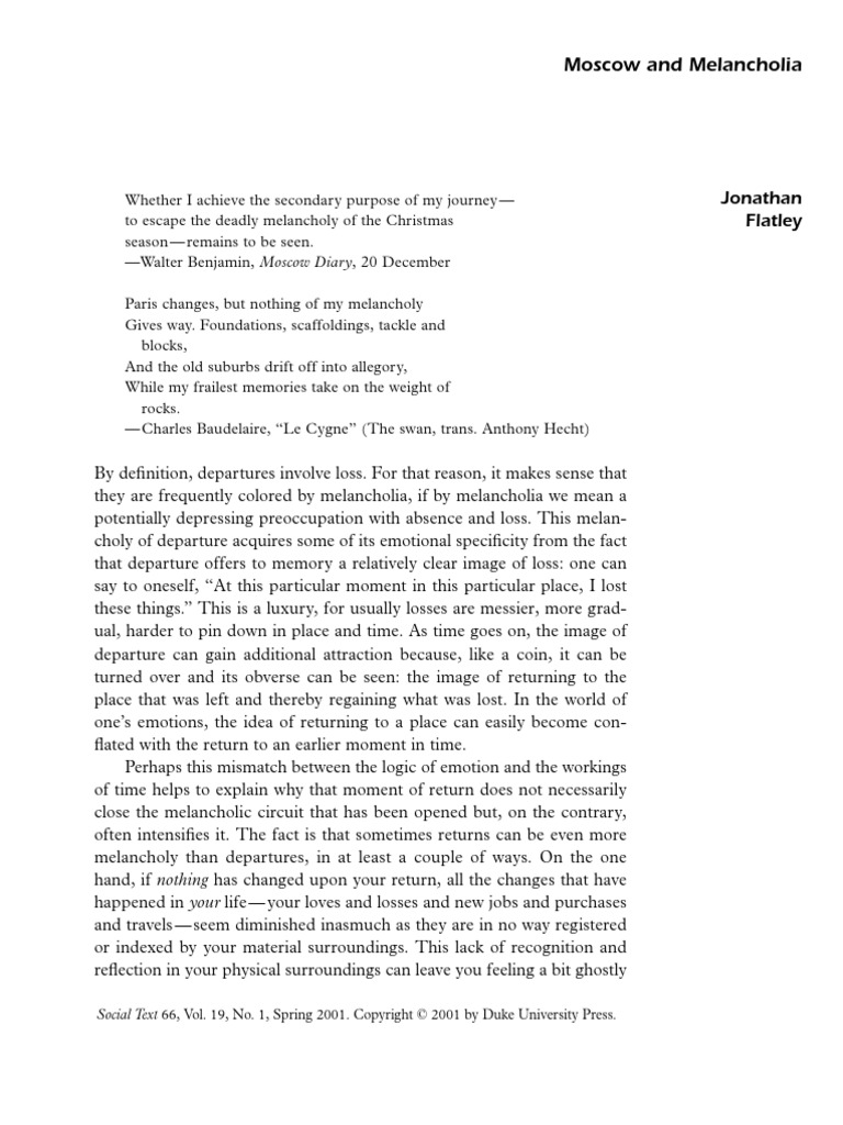 Flatley, J - Moscow & Melancholia, (2001) 191 Social Text 75 | PDF ...