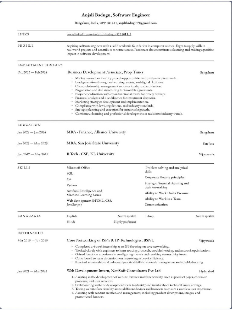 Anjali's Resume | PDF
