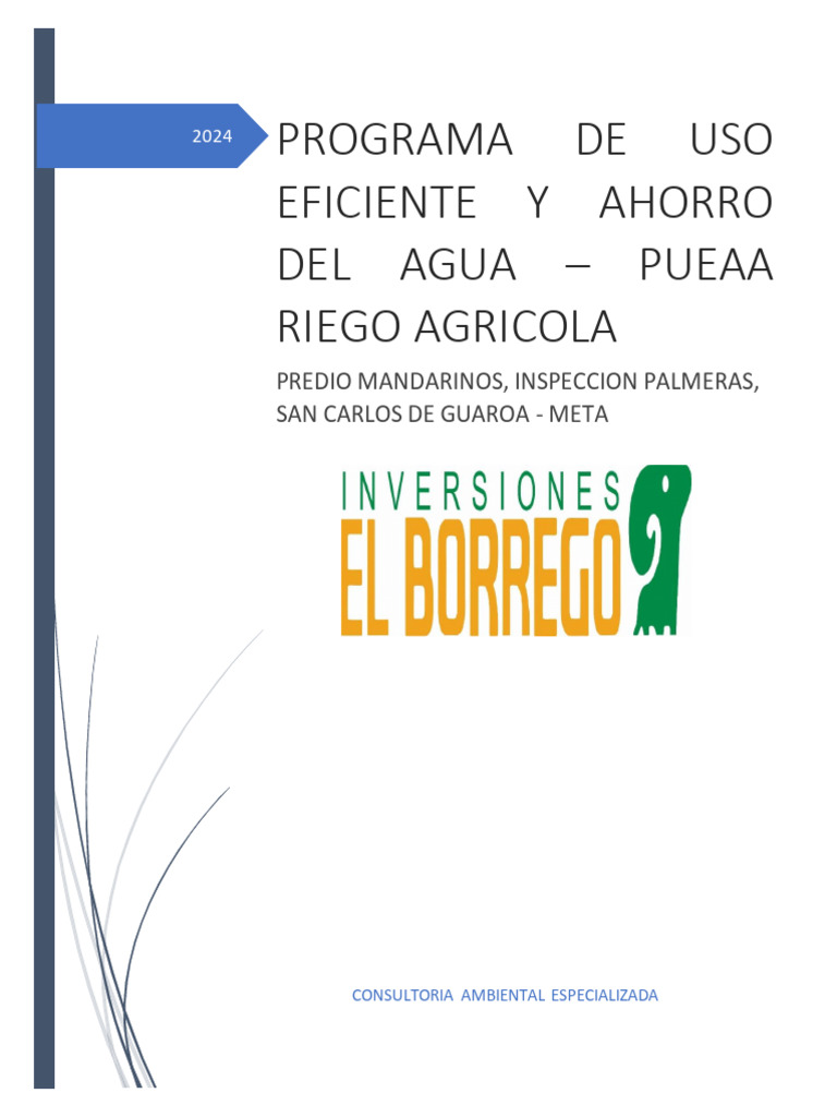 Programa de Uso Eficiente y Ahorro Del Agua (Riego - Mandarinos) | PDF | Riego | Agua