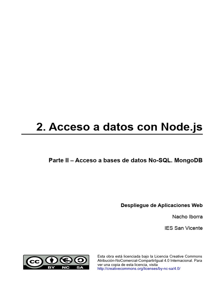 Tema 2 - Parte II - Acceso A Bases de Datos No-SQL. MongoDB | PDF | Mongo Db | Bases de datos