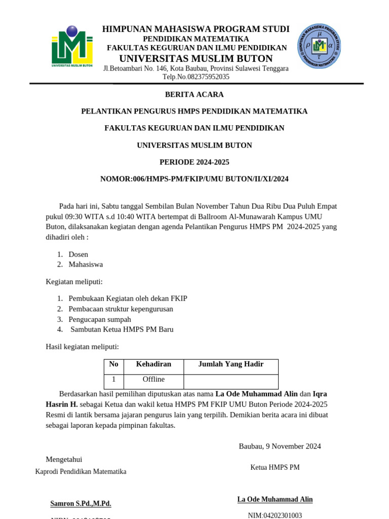 Pelantikan Pengurus HMPS 2024-2025 | PDF