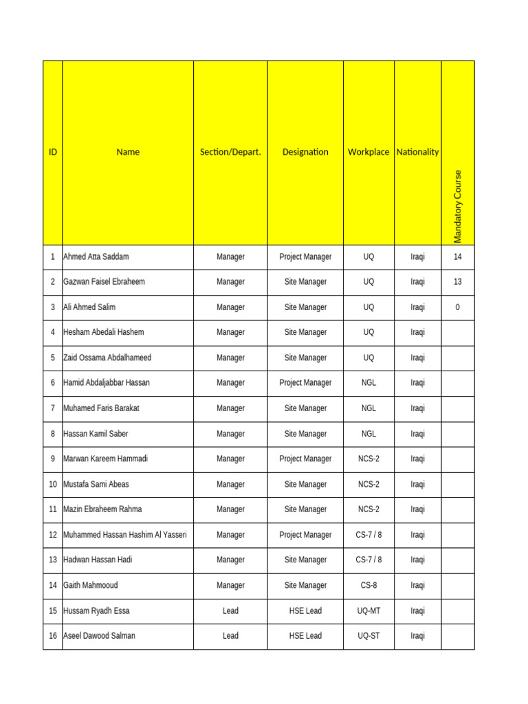 HSE Training Matrix - 2024 | PDF