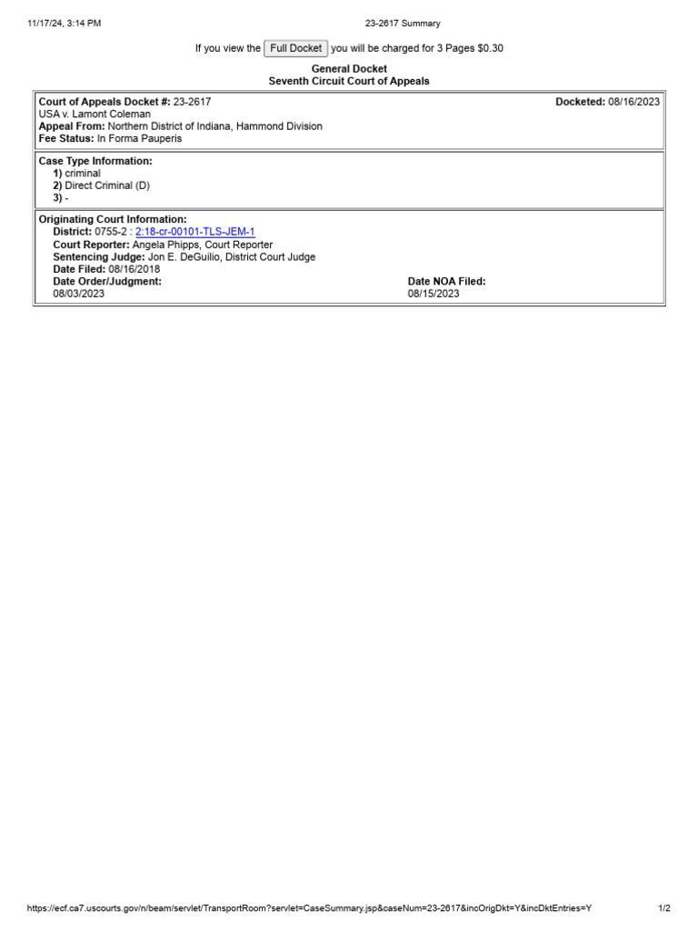 Constructive Amendment Lamont Coleman - Docket 7th Circuit 9-4-24 Oral ...