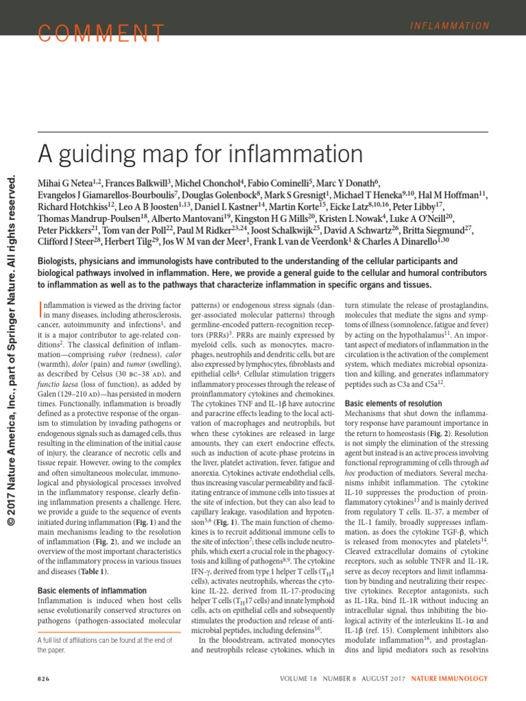 A Guiding Map For Inflammation. Nature Immunology | PDF | Inflammation ...