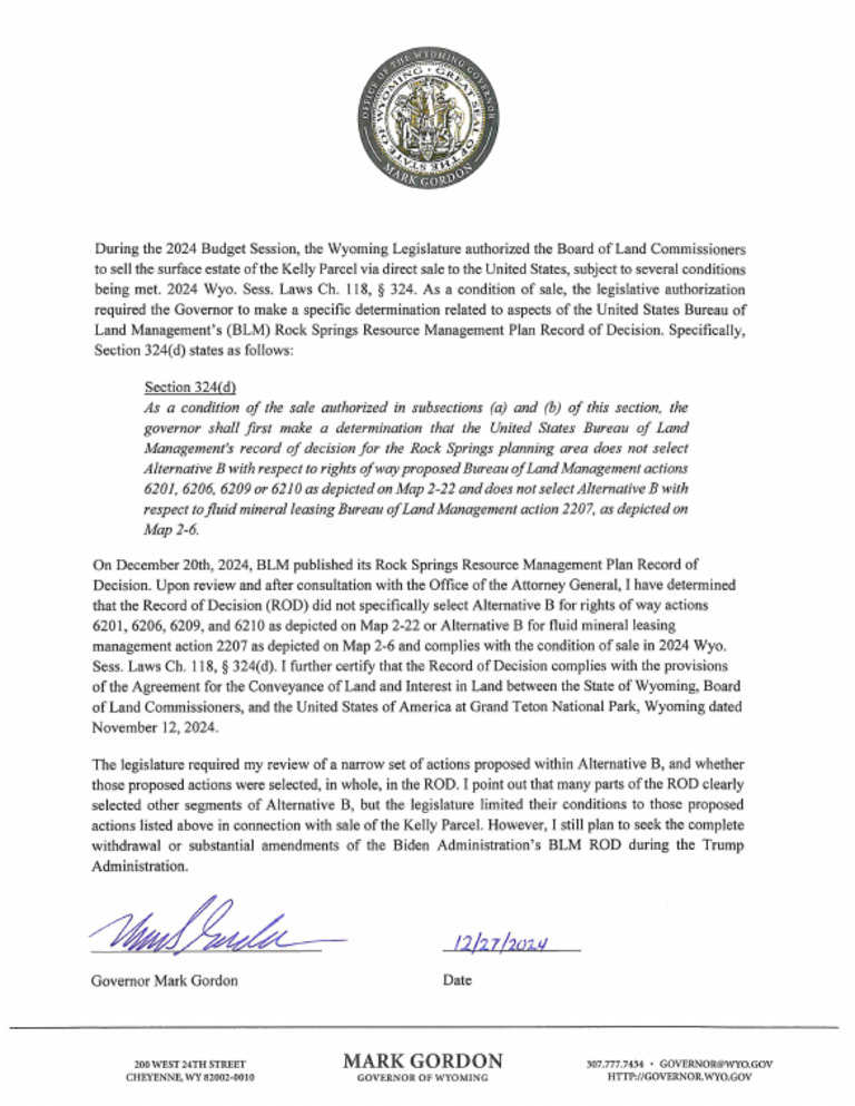 Gordon Certification Letter Kelly Parcel | PDF