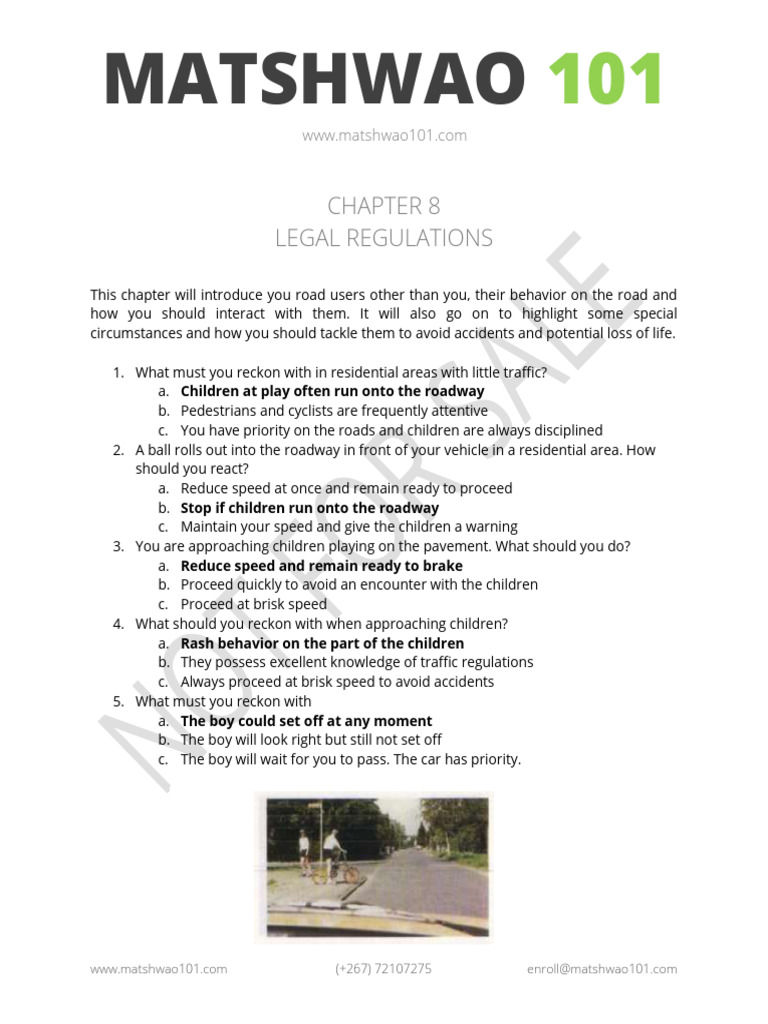 Chapter 8 Q&A Different Road Users | PDF | Traffic | Road