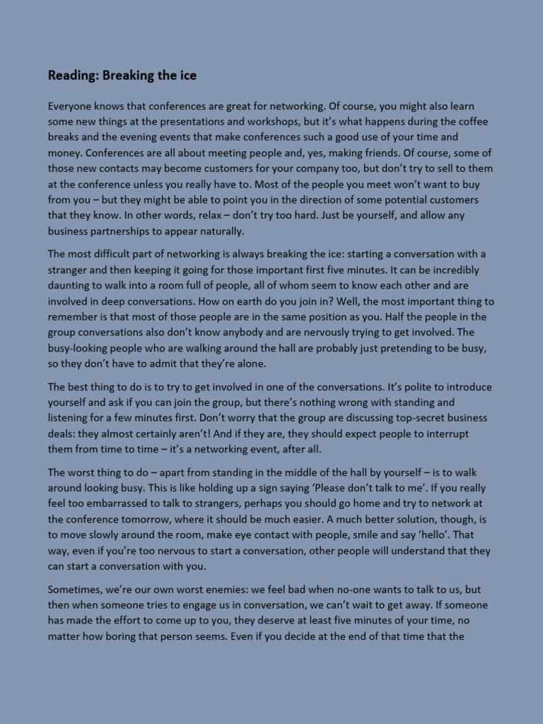 Socializing 1 Reading | PDF