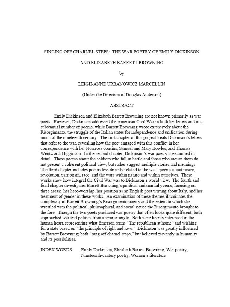 War Poetry of Dickinson & Browning | PDF | Emily Dickinson | Poetry