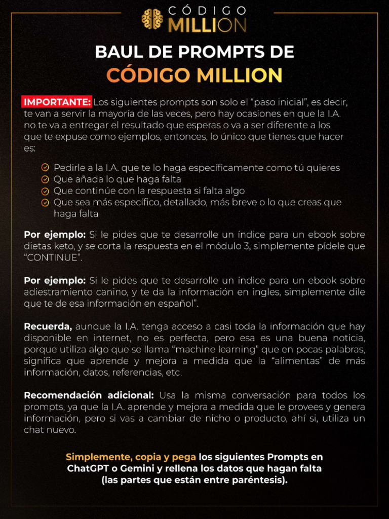 Entregable Prompts Codigo Million | PDF