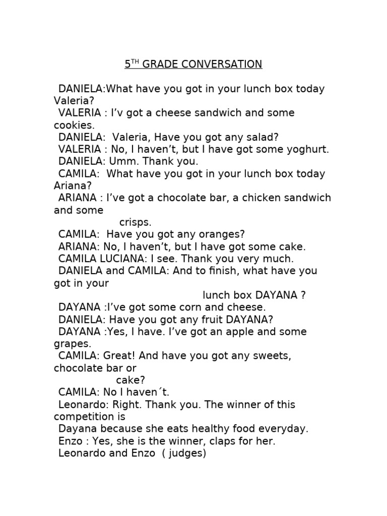 5TH Grade Conversation | PDF