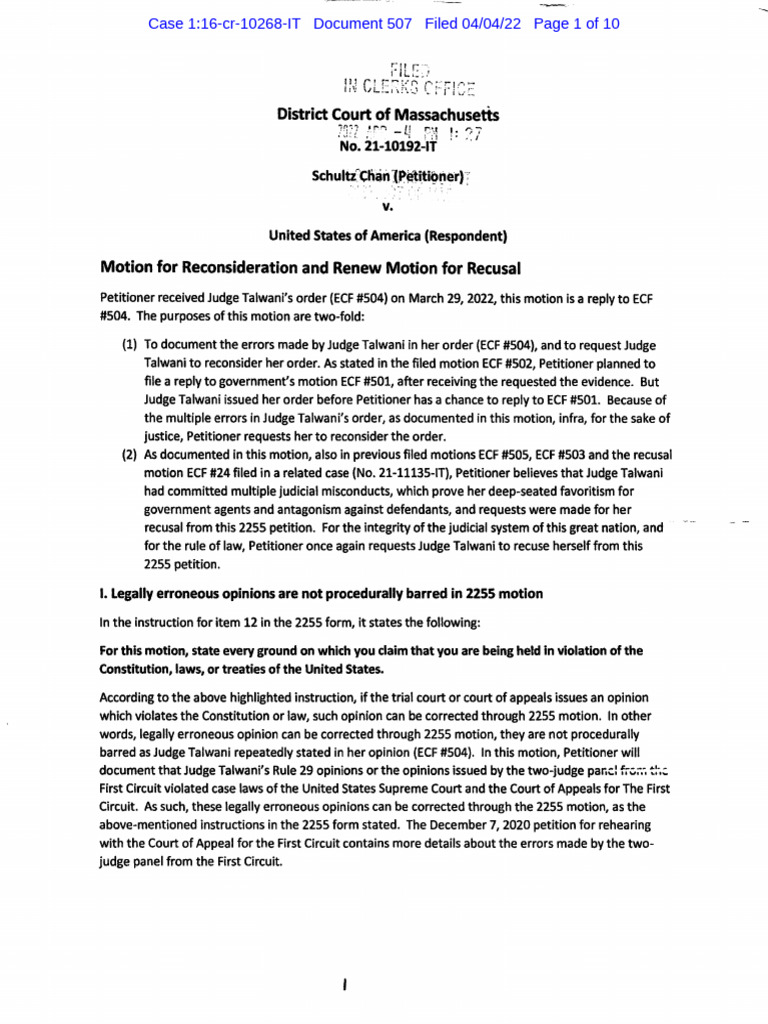 Schultz Chan - Motion For Reconsideration - Constructive Amendment ...