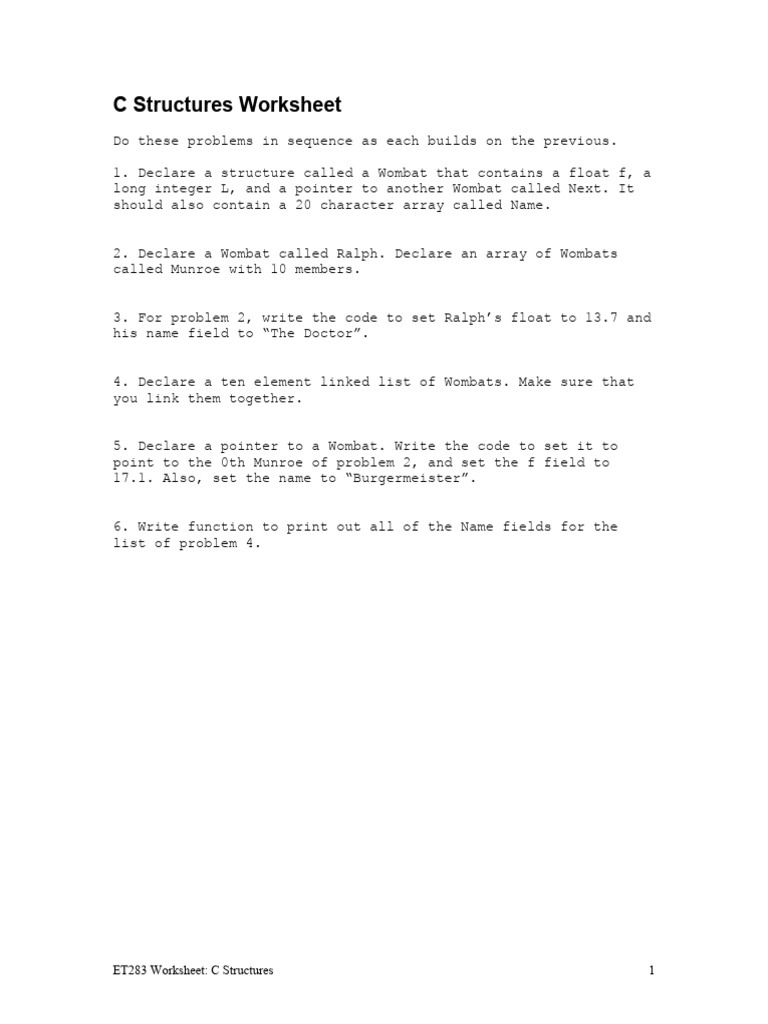 C Work Structures Pdf Pointer Computer Programming Software