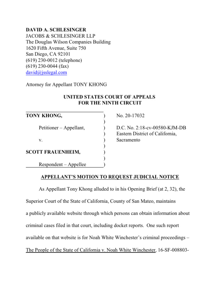 Khong v. Frauenheim Appeal Motion | PDF | Plea | Prison