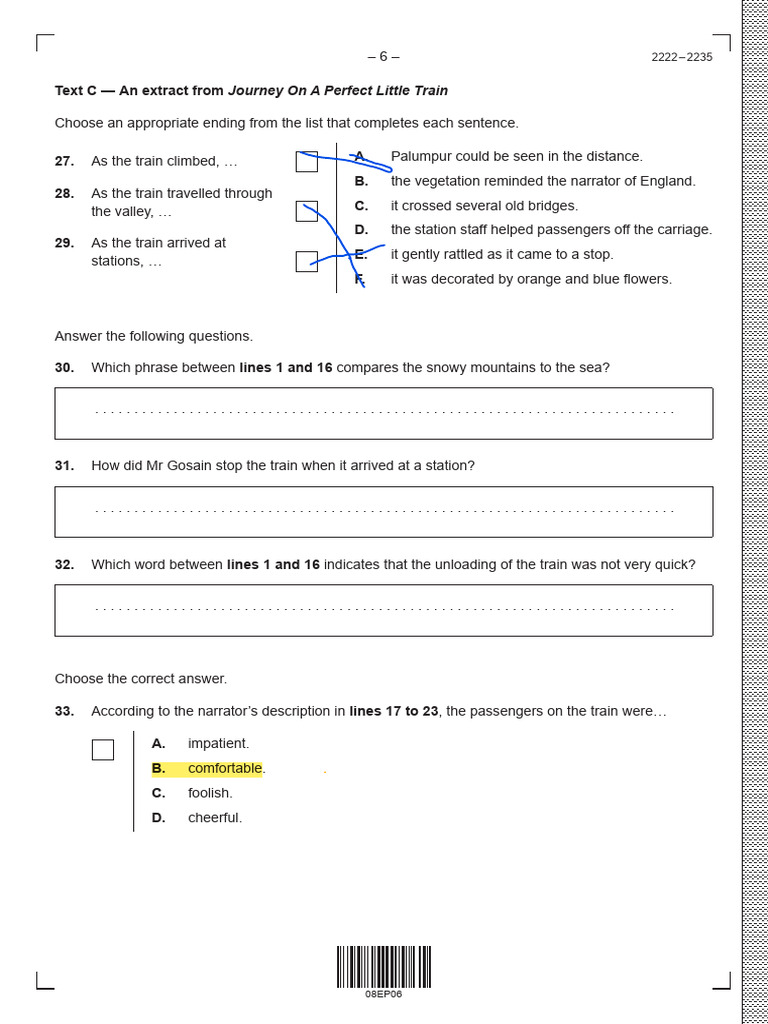 English - B - Paper - 2 - Reading - Comprehension - Question - Booklet ...