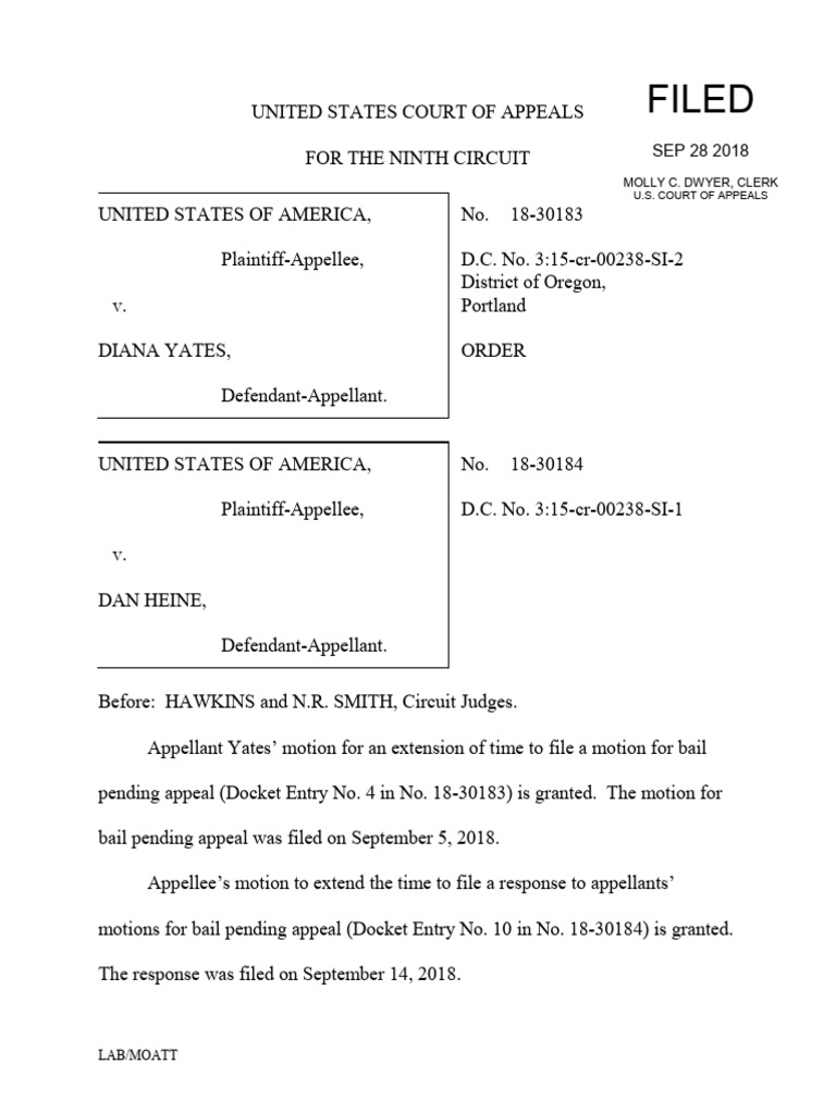 Yates Order Granting Motion For Release Pending Appeal | PDF | Bail ...