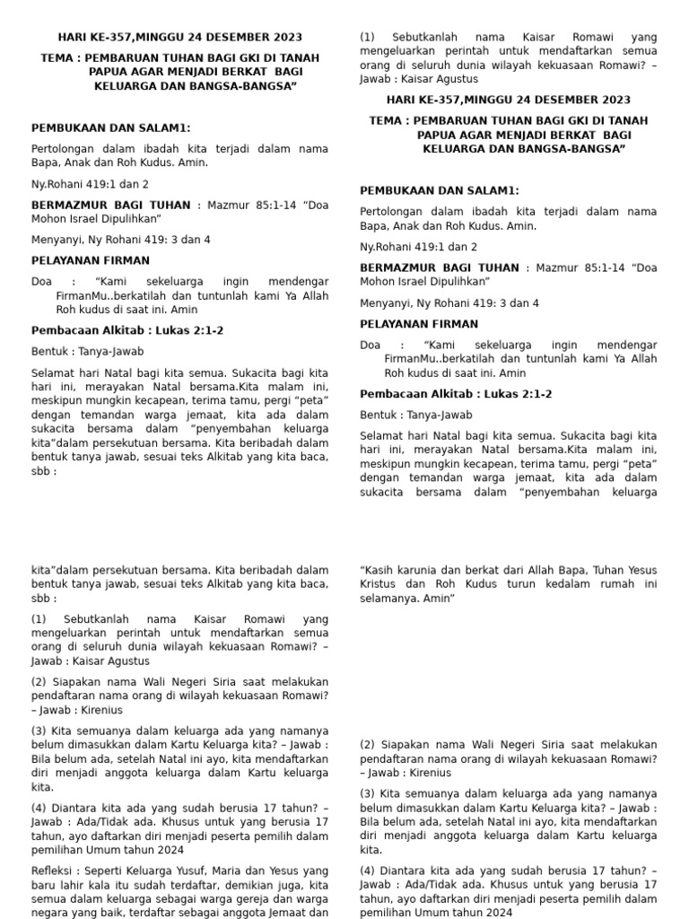 tatat ibadah keluarga desember | PDF