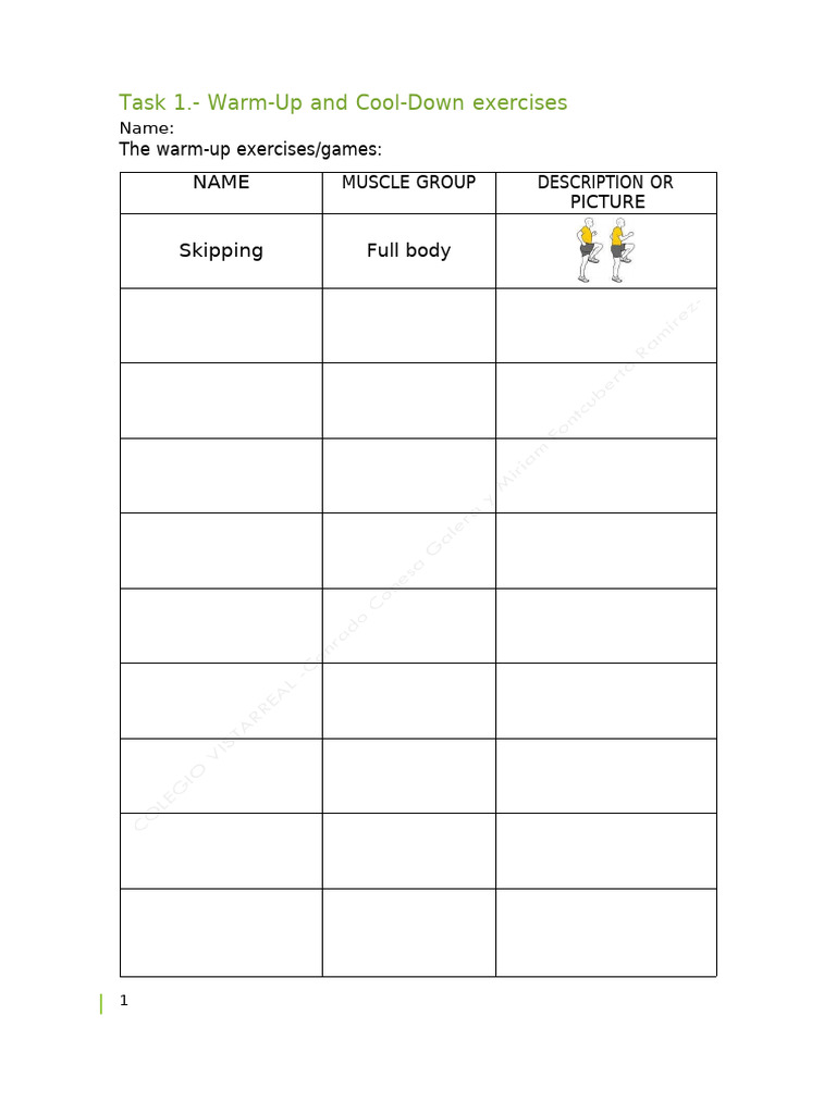 Warm-Up and Cool-Down Exercises Guide | PDF