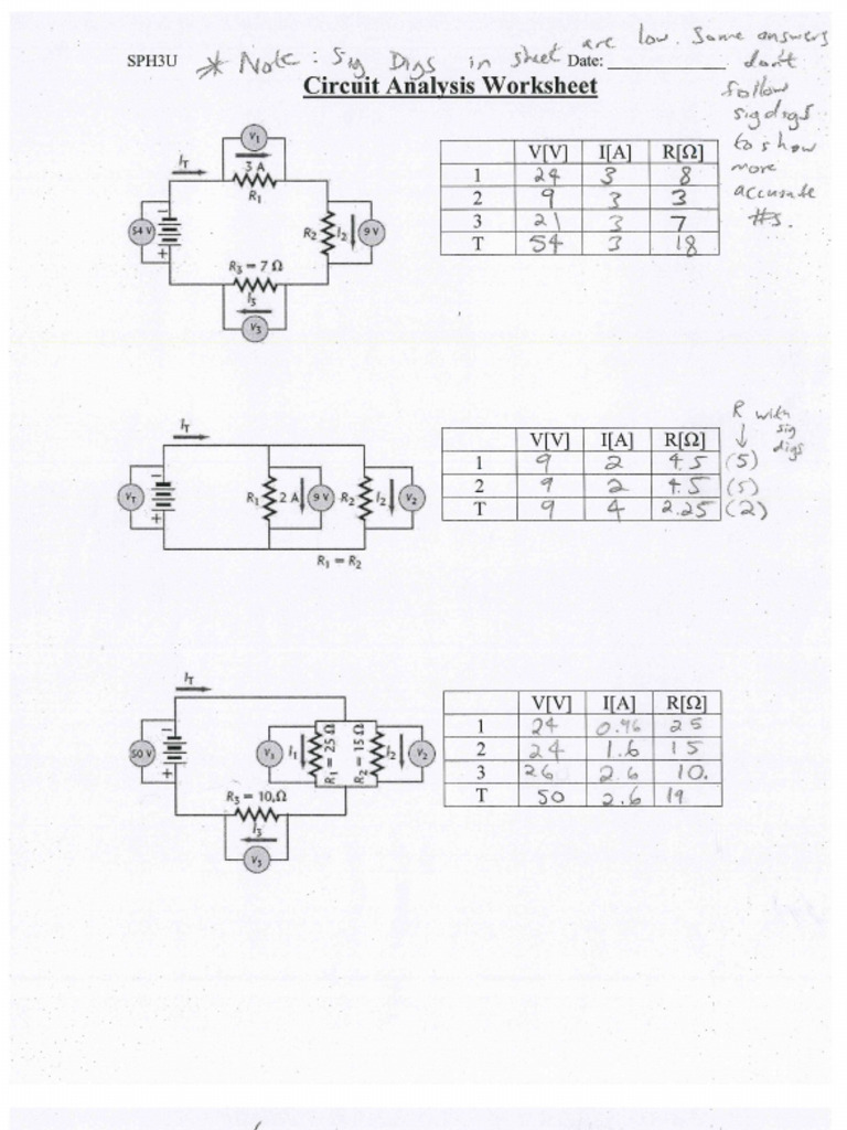 Circuit Analysis Worksheet_Answers | PDF