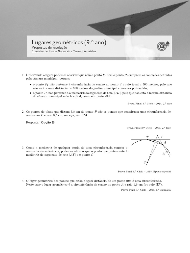 Compilacoes3ciclo9lugares Geomet Resol PDF | PDF | Círculo | Linha (Geometria)
