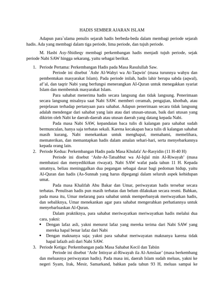 HADIS SEMBER AJARAN ISLAM | PDF