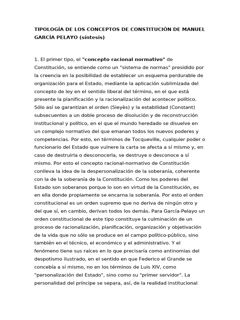 Tipología de Los Conceptos de Constitución Resumen | PDF | Constitución | Estado (política)