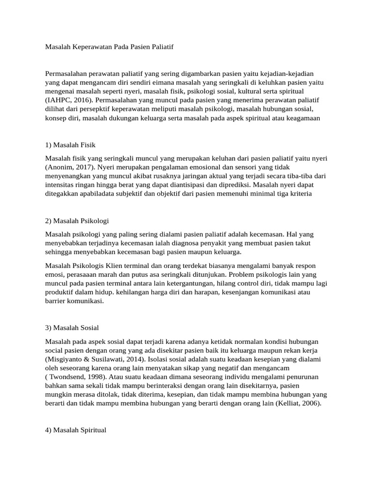 Masalah Keperawatan Pada Pasien Paliatif | PDF