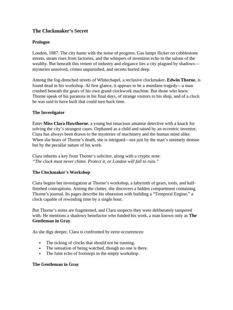 The Clockmaker - Adventure | PDF