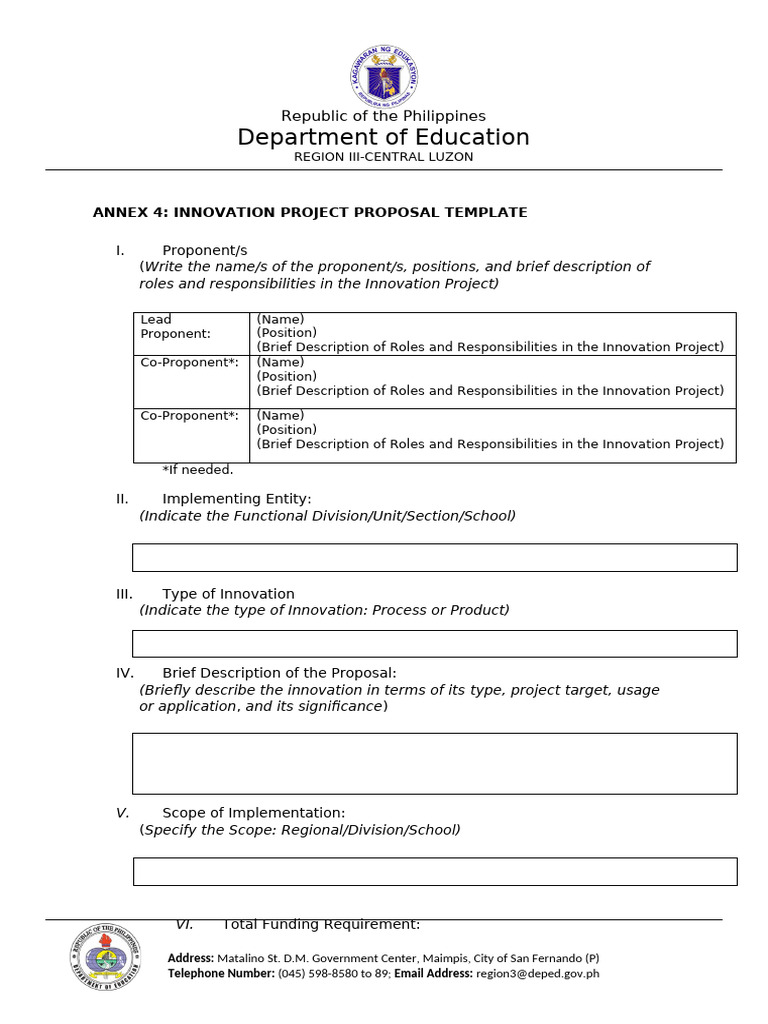 RM 408. Innovation Project Proposal Template | PDF | Innovation ...