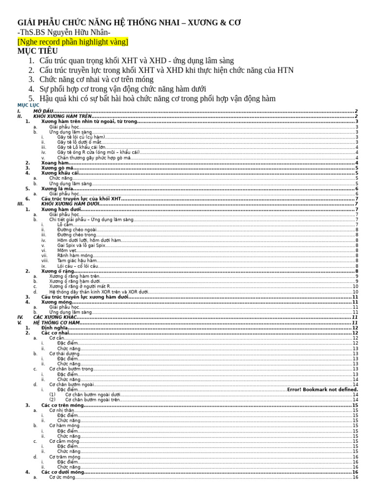 CKH - B2 - Giải phẫu chức năng hệ thống nhai | PDF