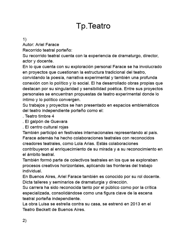 TP Teatro | PDF | Teatro