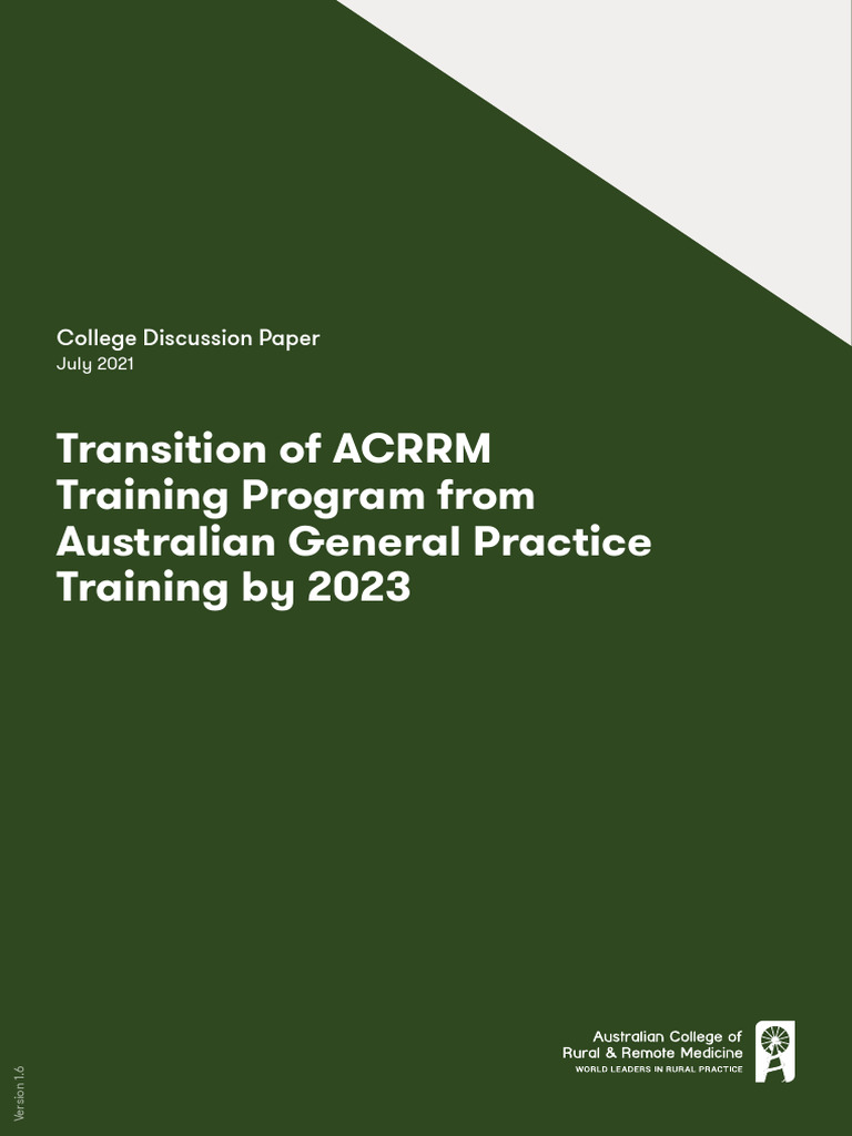 transition-acrrm-training-program-discussion-paper | PDF | Health Care ...