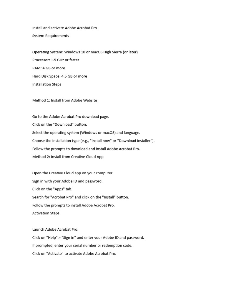 Install and activate Adobe Acrobat Pro | PDF