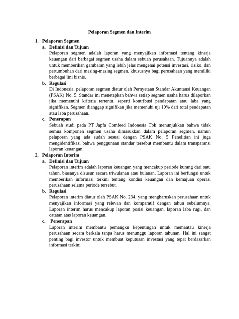 Pelaporan Segmen dan Interim | PDF