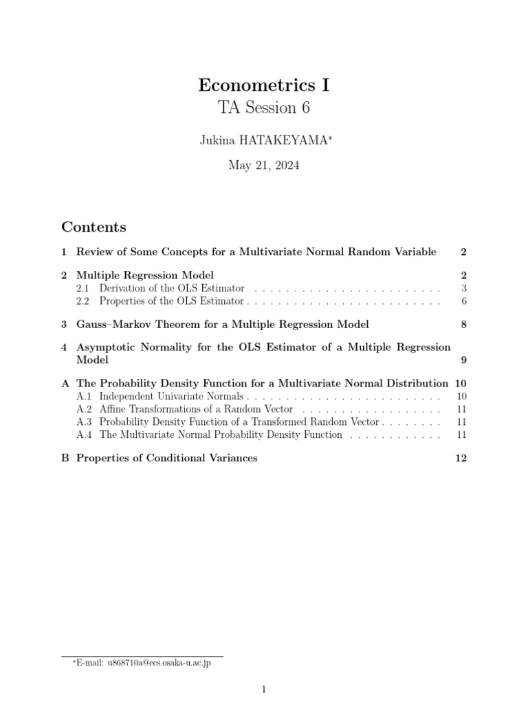 TA_session_06 | PDF | Ordinary Least Squares | Estimator
